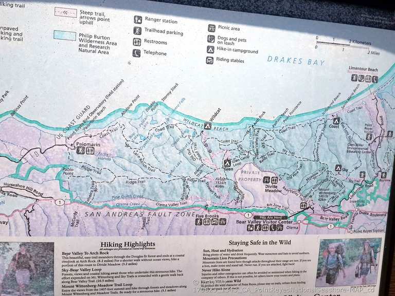 Bear Valley Trailhead & Visitor Center Routes for Walking and Hiking ...