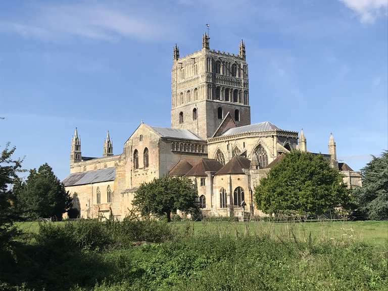 A Loop of the River Isbourne, Tewkesbury & Broadway Tower from Evesham ...