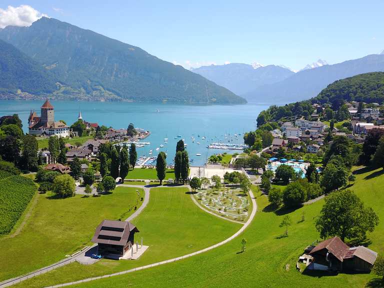 Beach trail and mountain forest near Spiez - hiking around Interlaken ...