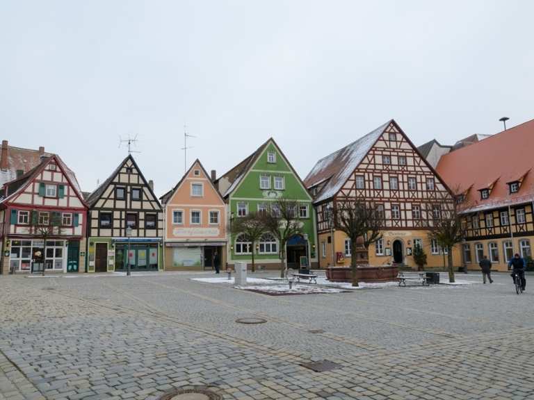Neustadt an der Aisch Town Hall, Market Square and Neptune Fountain ...