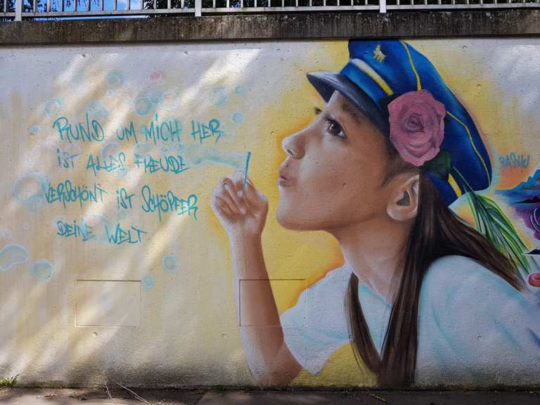 Mural of Girl Blowing Bubbles, Biberach an der Riß Routes for Walking ...