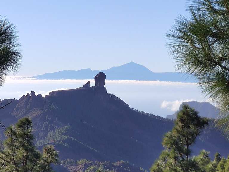 Cima del Pico de las Nieves y Vista del Roque Nublo y el Teide ...