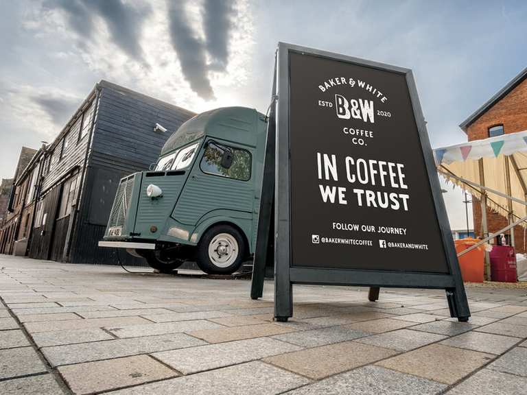 Baker & White Coffee Co. truck at Cheesefoot head car park ...