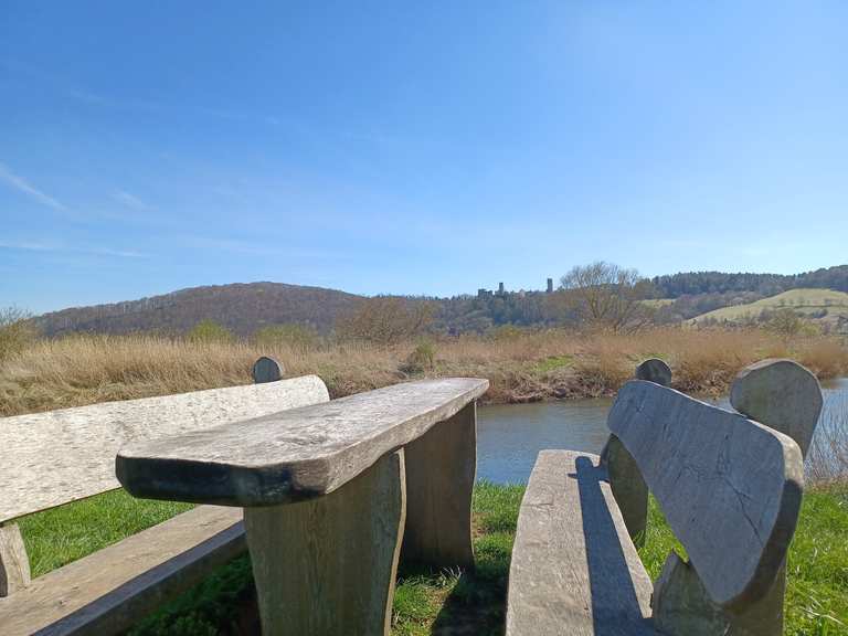 Rest area on the Werra riverbank with views of Brandenburg Castle ...