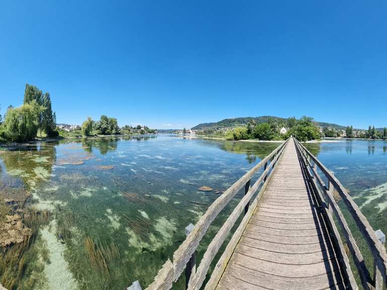 Blick auf die Fussgänger-Brücke (200m) zur Insel Werd : Radtouren und ...