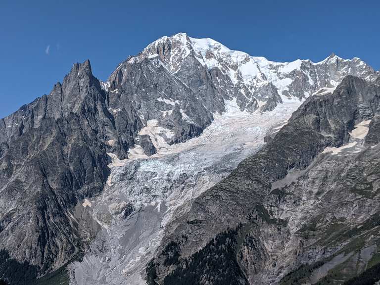View of the Mont Blanc massif – Walter Bonatti Hut loop from Courmayeur ...