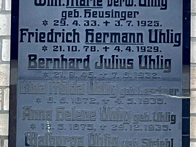 Grabanlage der Familien Uhlig (Besitzer von Warmbad): Wanderungen und ...