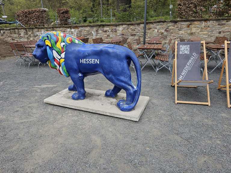 Colorful Hesse Lion statue at the Niederwald Monument – Hikes & How to ...
