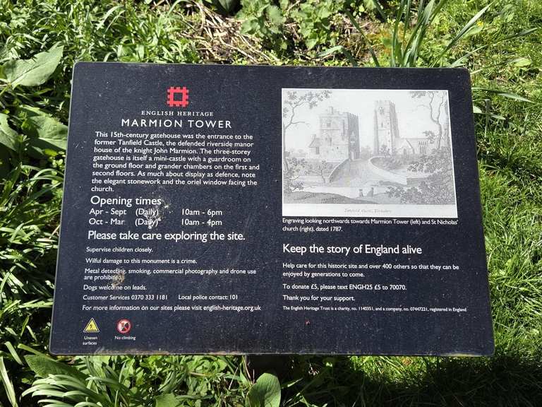 Marmion Tower, West Tanfield: Wanderungen und Rundwege | komoot