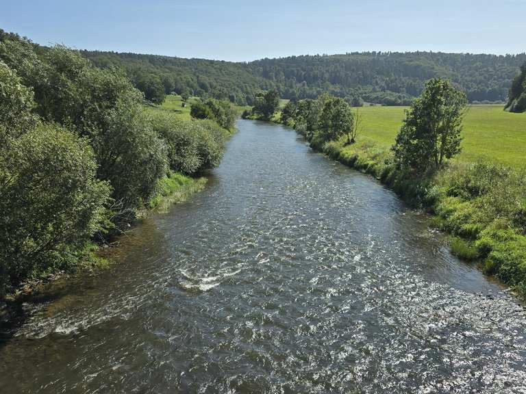 View of the Fulda River from the Cycle Bridge near Büchenwerra - Cycle ...
