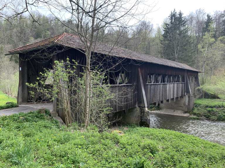 beautiful old wooden bridge - with roof - Cycle Routes and Map | Komoot