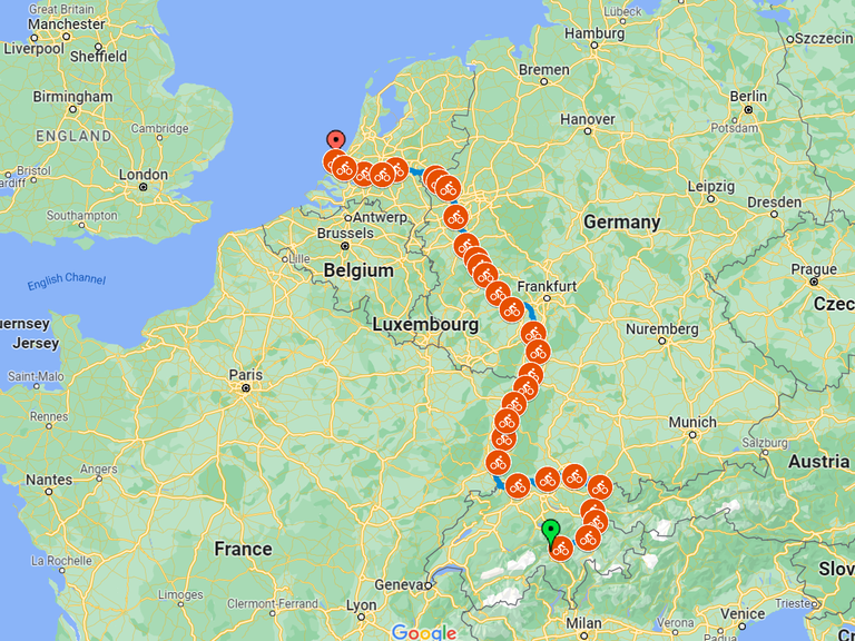 Virtual Cycling Tour of the Rhine Cycle Path from the source to the ...