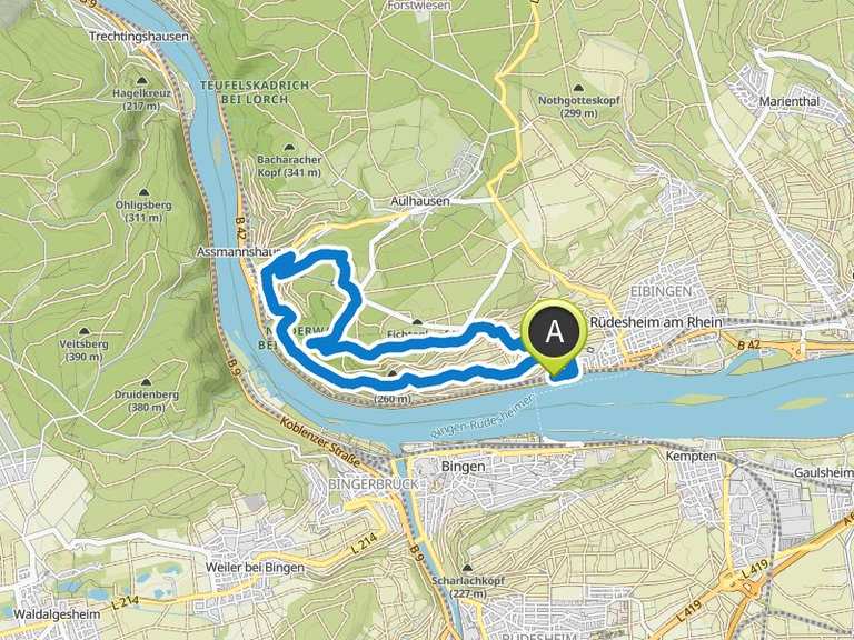Niederwalddenkmal – Blick auf Rüdesheim am Rhein Runde von Rüdesheim am ...