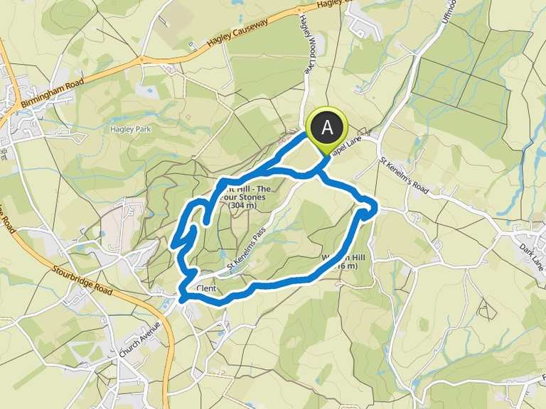 Clent Hill highest point – The Four Stones Loop from Hagley Wood Lane ...