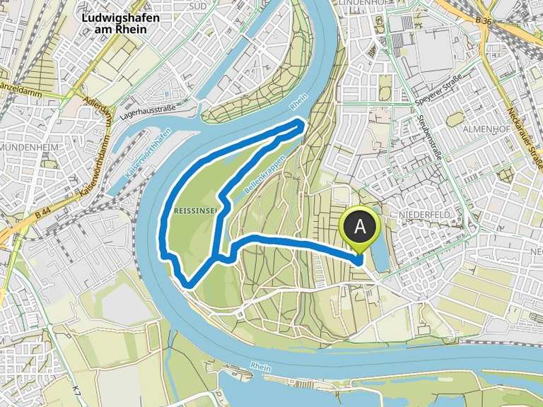 Reißinsel, Mannheim Runde von Mannheim Hauptbahnhof | Wanderung | Komoot