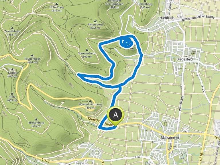 Zeter Berghaus – Blick auf das Hambacher Schloß Loop from Sankt Martin ...